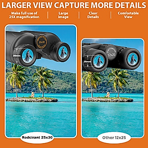 Binoculars 25x30 for Adults with Universal Phone Adapter, Tripod and Tripod Adapter,Large Eyepiece Easy Focus Compact and Waterproof Binoculars for Bird Watching,Hiking and Travel