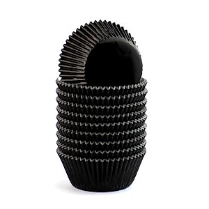 Keeposs Black Foil Metallic Cupcake Liners Wrappers Baking Cups Paper Standard Size, 200-Count