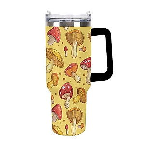 The Various Mushroom Art 40OZ Tumbler Stainless Steel Travel Mug Water Bottle Car Cup Tea Cups with Lid Black-style