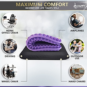 Purple Seat Cushion for Office Chair, Car, Desk, Wheelchair - Ultimate Purple Gel Seat Cushion for Butt - Desk Chair Cushion for Long Sitting - Seat Cushion for Tailbone Pain Relief and Sciatica