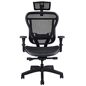 Oak Hollow Furniture Aloria Series Office Chair Ergonomic Executive Computer Chair Mesh Seat and Backrest, Adjustable and Comfortable, Lumbar Support Swivel and Tilt (Headrest, Black)