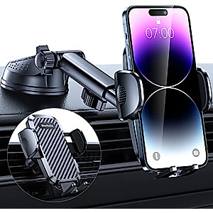 Rorhxia 2023 Upgraded Car Phone Holder Mount [Groundbreaking Protection & Rotatable Base] 3 in 1 Dashboard Vent Windshield Cell Phone Holder Car Fit for iPhone 14 13 12 Pro Max Samsung S23 All Phones