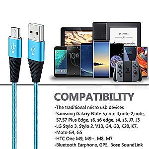 Android Charger Cable Fast Charge,Nylon Braided Micro USB Cable 10FT [4-Pack] Fast Charging Cord Compatible with Samsung Charger,Galaxy S6 S7 Edge J3 J7,LG,HTC,Motorola,Sony,Xbox One,PS4,Bynccea