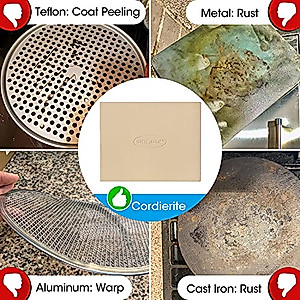 Unicook Pizza Stone and Peel, 16 x 14 Inch Baking Stone for Grill Oven, Thermal Shock Resistant Cooking Stone for Making Crisp Crust Pizza Bread, Includes Wooden Pizza Peel