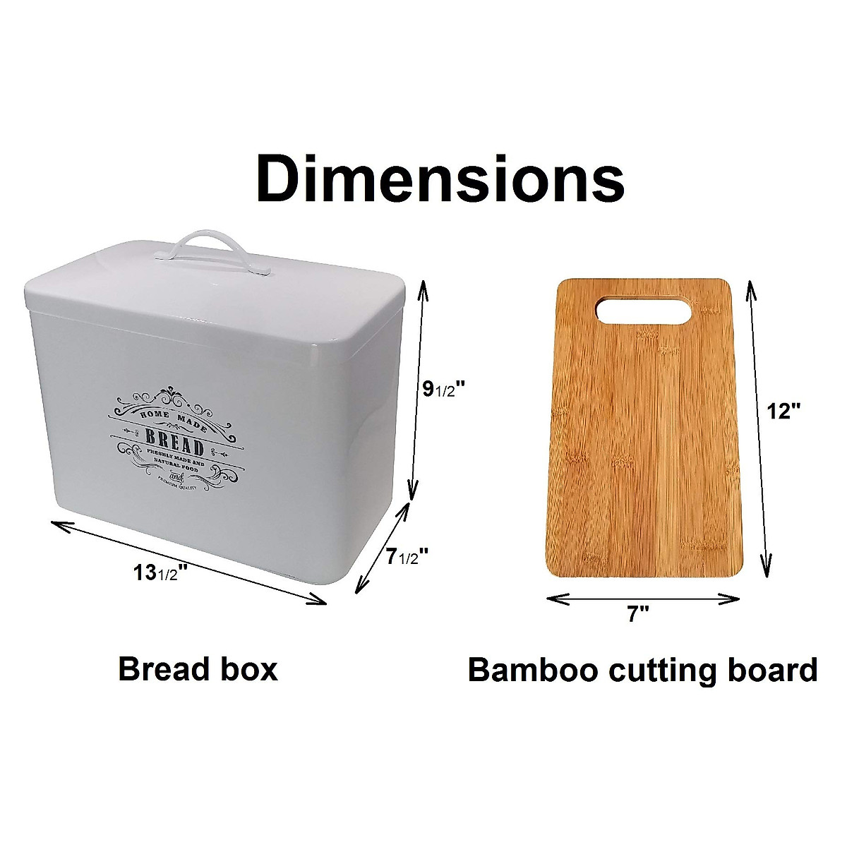 PremiumPresents Metal bread box + cutting board. Storage bin kitchen decor. Kitchen storage container. breadbox basket. kitchen countertop organizer. Tin box.