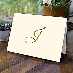 Designer Greetings Monogram Boxed Note Cards, Personalized Stationery Set (10 Count), Letter J
