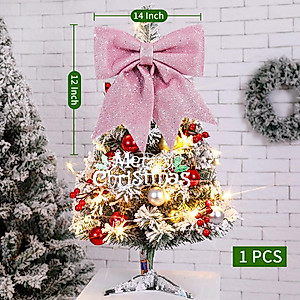 TONIFUL 12x14 Inch Glitter Bow Pink Shiny Christams Bow for Home Party Wedding Indoor Decoration， Gift Wrapping Accessories, Christams Whreath Bow DIY Handcraft Bow