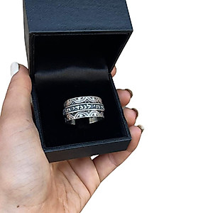 Baltinester Handmade Hebrew This Too Shall Pass Meditation Spinning Barrel Ring in 925 Sterling Silver Jewish Jewelry Size 7 Jewelry