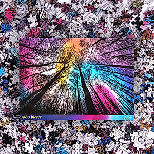 Bgraamiens Puzzle-Forest Under Starry Night-1000 Pieces Gradient Magic Colorful Puzzle for Adult,Hard Challenge Puzzle for Adult