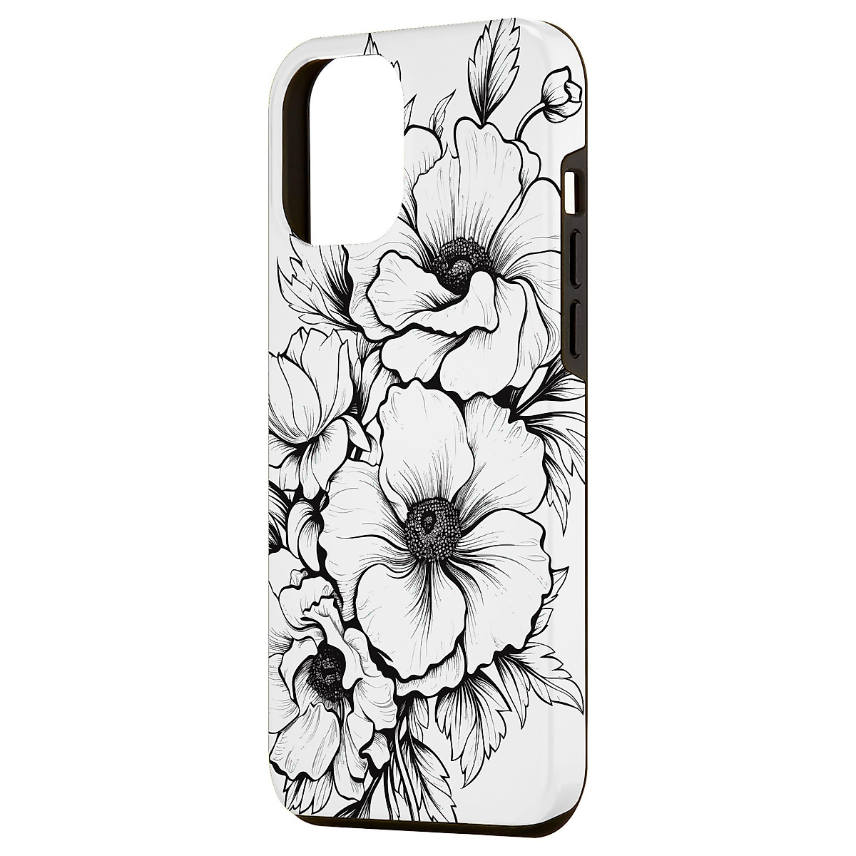 iPhone 14 Plus cute Handdrawn black and white flower garden nature lovers Case