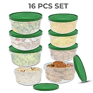 Large Food Storage Container 135 oz and 96 oz,Count 8 Plastic Food Storage Canisters Flour, Sugar, Baking Supplies Meal Prep BPA-Free (Green)2.8L/4L