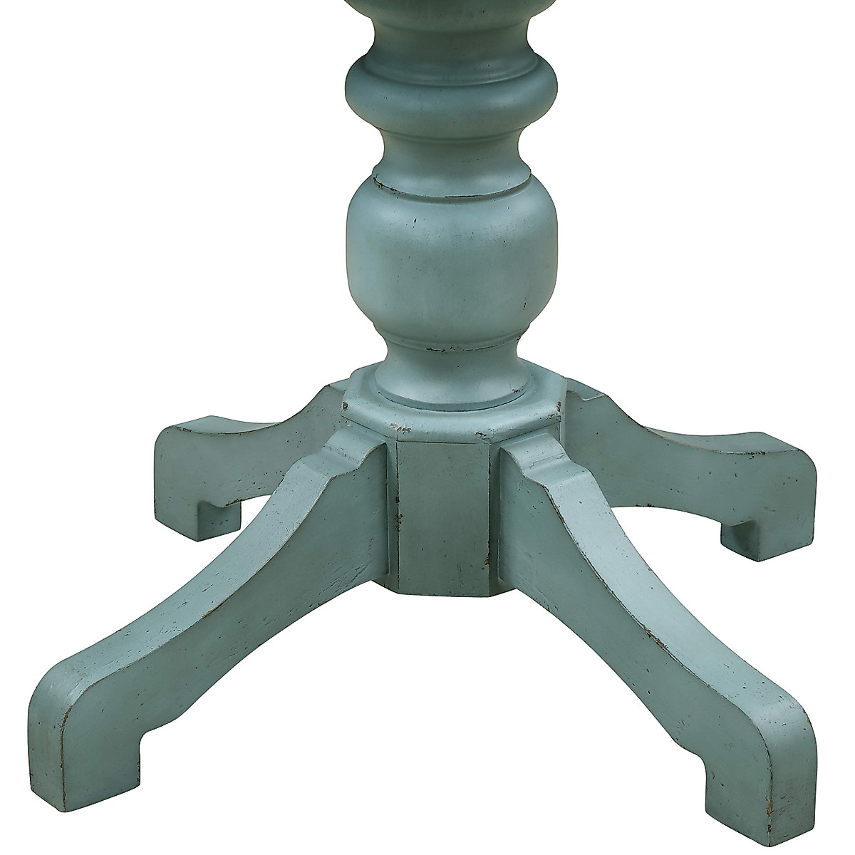 Roundhill Furniture Prato 5-Piece Round Dining Table Set with Cross Back Chairs, Antique Blue and Weathered Walnut