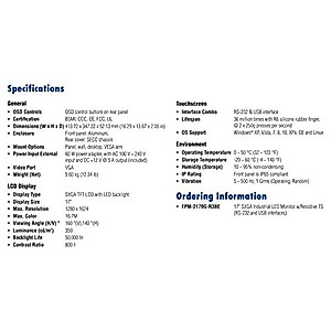 (DMC Taiwan) 17 inches SXGA Industrial Monitor with Resistive Touchscreen and Direct-VGA Port