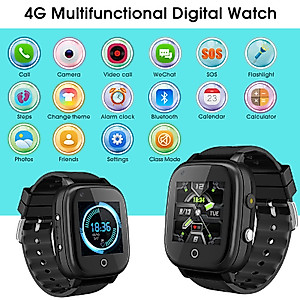 cjc 4G Kids Smart Watch with GPS Tracker and Calling, 2-Way Call Voice & Video Chat SOS Alarm WiFi Waterproof Kid Cell Phone Wrist Watch for 3-12 Girls Boys Christmas Birthday Gifts