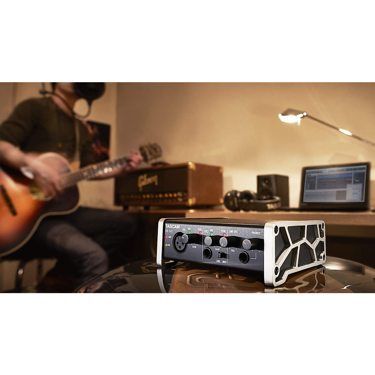 Tascam US-1x2 USB Audio/MIDI Interface with Microphone Preamps and iOS Compatibility