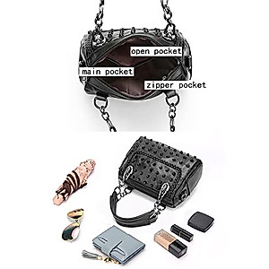 GJGJTER Women Soft Synthetic PU Leather Rivet decoration Tote Satchel Hobo Crossbody Top-Handle Shoulder Handbags Clutches-Black 2
