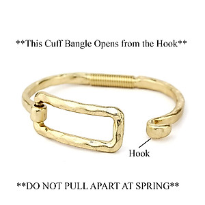 POMINA Chunky Gold Fashion Bangle Cuff Bracelet Geometric Shape Tension Bangle Wide Thick Chain Stretch Gold Bracelet for Women Teen (Square Gold)