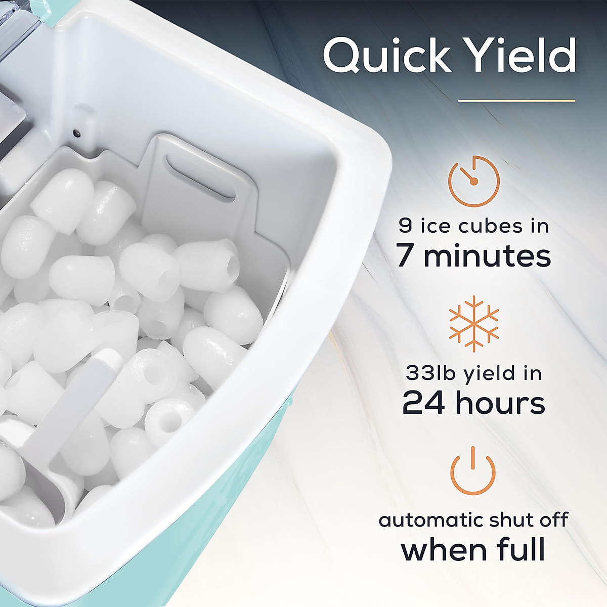 Igloo Electric Countertop Ice Maker Machine - Automatic and Portable - 33 Pounds in 24 Hours - Ice Cube Maker - Ice Scoop and Basket - Ideal for Iced Coffee and Cocktails - Aqua