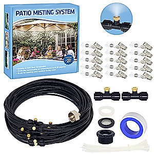 Misters for Outside Patio, 65.6FT Misting System, Patio Misters for Cooling, Outdoor Misters for Patio Greenhouse Pool Trampoline Umbrella