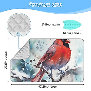 GOODOLD Christmas Bird Ironing Mat Portable Travel Ironing Pad for Washer,Dryer,Table Top, Iron Board Alternative Cover, Large Heat Resistant Ironing Blanket