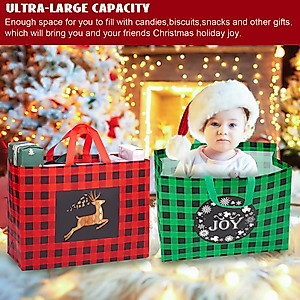 12PCS Extra Large Christmas Gift Bags, 16.9"×12.6"×7.1”, Reusable Christmas Tote Bags with Handle Non-Woven Christmas Bags for Gifts Wrapping Xmas Holiday