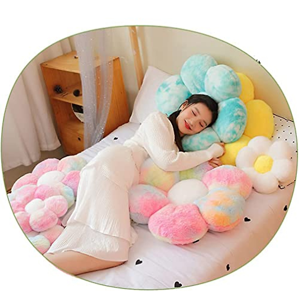 AZCHEN Flower Pillow Patio Furniture Cushions Standard Throw Pillow Home Chair Cushion Decorative Pillow Cushion (11.8inch, Dark Green)