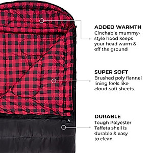 TETON Sports Celsius XXL 0 Degree Sleeping Bag with Compression Sack, Right Zipper, and SuperLoft Elite Material for Camping and Base Camp, Black