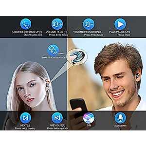 VOLT+ Plus TECH Slim Travel Wireless V5.1 Earbuds Compatible with Samsung Galaxy A14 5G Updated Micro Thin Case with Quad Mic 8D Bass IPX7 Waterproof/Sweatproof (Black)