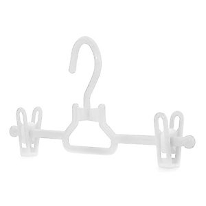 HANGERWORLD 11.8inch Kids Child Baby Pant and Skirt Hangers with Clips Swivel Hook (20 Pack, White)