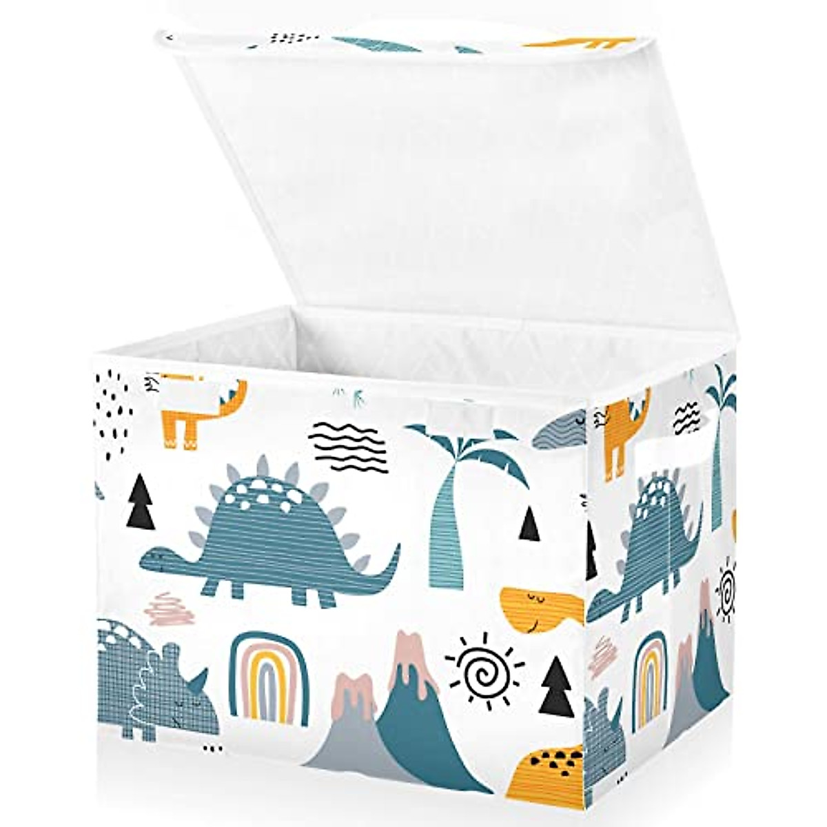 SUABO Dinosaur Cartoon Funny Dinosaur Storage Bin with Lid Large Oxford Cloth Storage Boxes Foldable Home Cube Baskets Closet Organizers for Nursery Bedroom Office