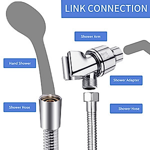 Shower Hose with Shower Arm Bracket,69 inch Stainless Steel Shower Hose Replacement,Adjustable Handheld Shower Arm Holder Shower Head Holder,Flexible Shower Head Hose and Holder with Brass Ball,Chrome