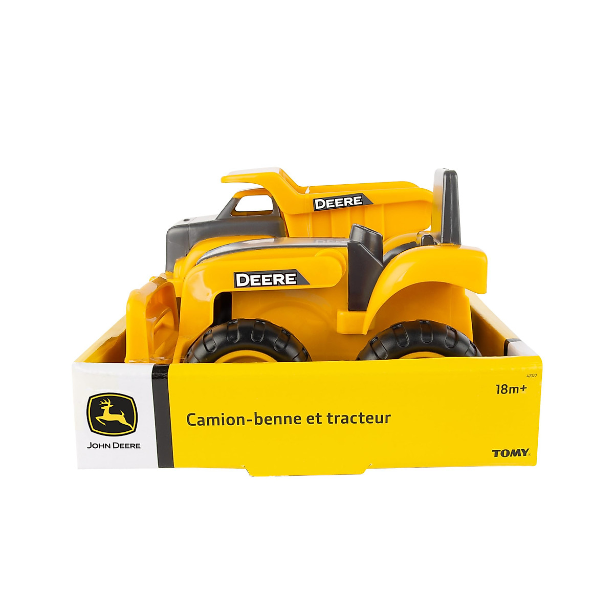 John Deere Vehicle Set - Includes Dump Truck Toy and Tractor Toy with Loader - Kids Outdoor Toys - Kids Construction Toys and Sandbox Toys - Yellow - 6 Inches - 2 Count - Ages 18 Months and Up