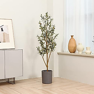 Kazeila Artificial Olive Tree Realistic Fake Silk Tree 5 Feet Tall Faux Plant for Home Decor Indoor