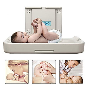 Modundry Fold Down Baby Changing Station Horizontal Baby Change Table with Safety Straps for Commercial Restrooms (2 White Granite)