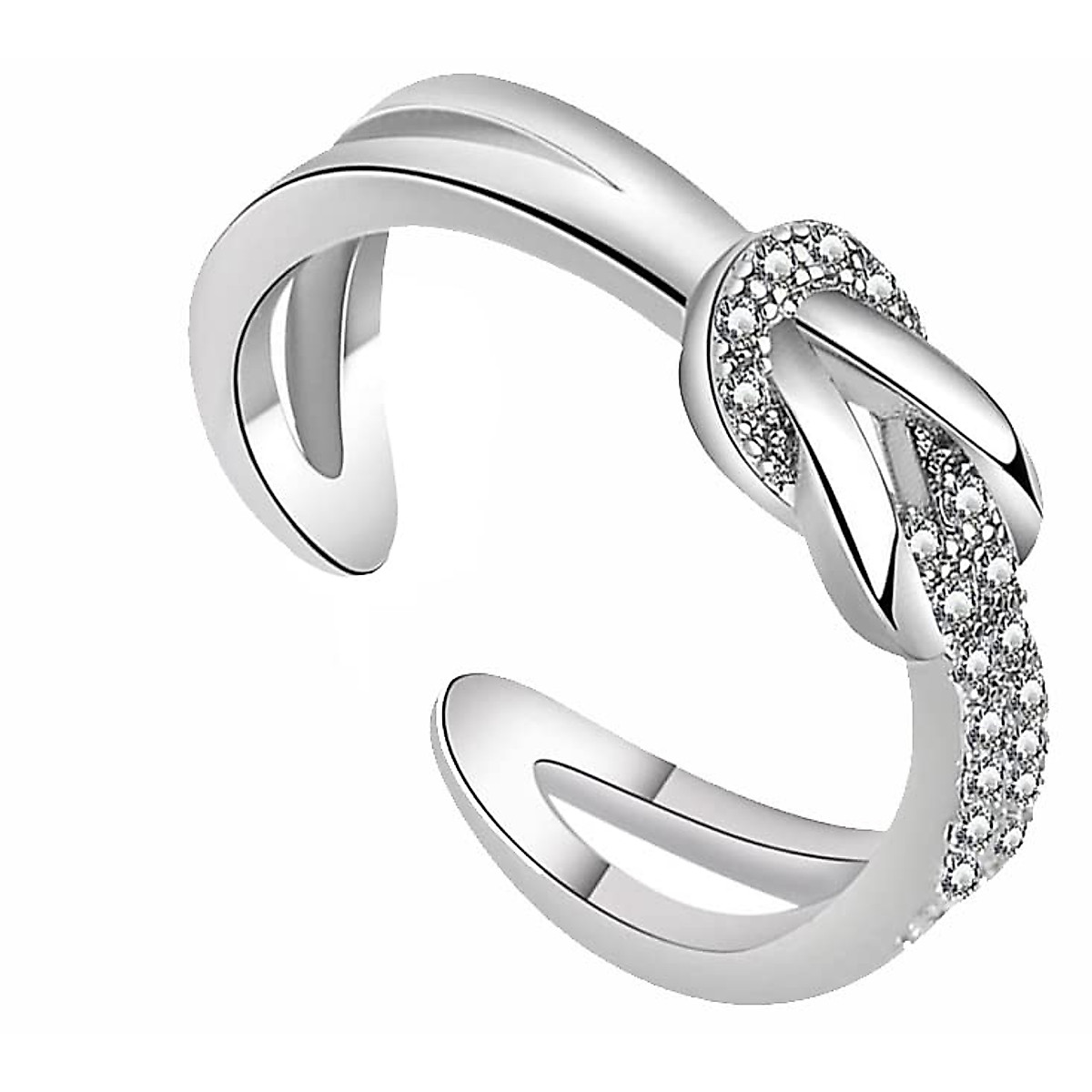 Q&D&S to My Best Friend Knot Ring S925 Sterling Silver Ring Adjustable Friendship Ring with Card