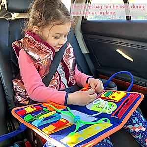 Busy Board for Toddlers, Busy Board Bag Learning Education Toys for Toddler 1-3, Preschool Autistic Toddler Travel Sensory Toys,Hands-on Learn to Dress Brain Up Toy for Boy Girl