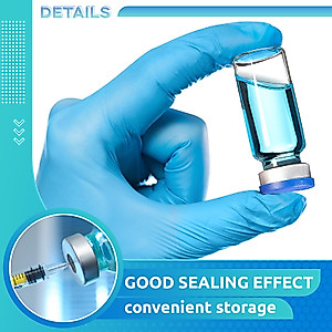 Lallisa 50 Pack Glass Vials Clear Glass Headspace Vials with Plastic-Aluminum Flip Caps and Rubber Stoppers Flat Bottom Lab Vial Sealed Sample Vials
