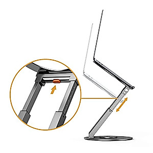ProtoArc 360 Rotating Laptop Stand, ESZ1 Swivel Laptop Riser Ergonomic Computer Stand for Laptop, Adjustable Height, Fully Foldable for Easy Storage, Fits All MacBook/Laptops up to 17 inches