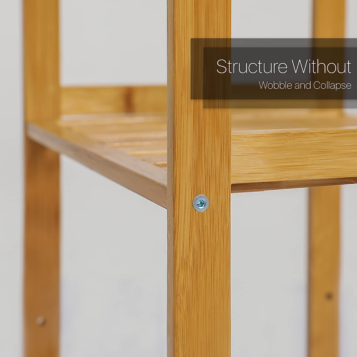 MoNiBloom 5 Tier Bamboo Shoe Rack with Handles, Bamboo Adjustable Storage Shoe Stand Organizer for 16-20 Pairs Home Entryway Hallway Office Bedroom Balcony, Natural