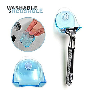 Suction Cup Razor Holder for Shower Wall - 2Pcs Razor Hooks for Shower Wall - Bathroom Shaver Holder for Shower Hooks for Wall Men Razor Shower Holder - Women Shower Razor Holder Suction Cup