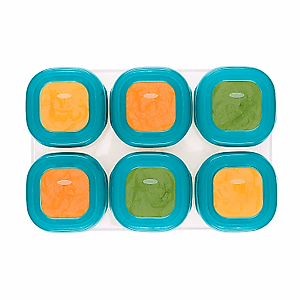 OXO Tot Baby Blocks Food Storage Containers, Teal, 2 Ounce - Set of 2