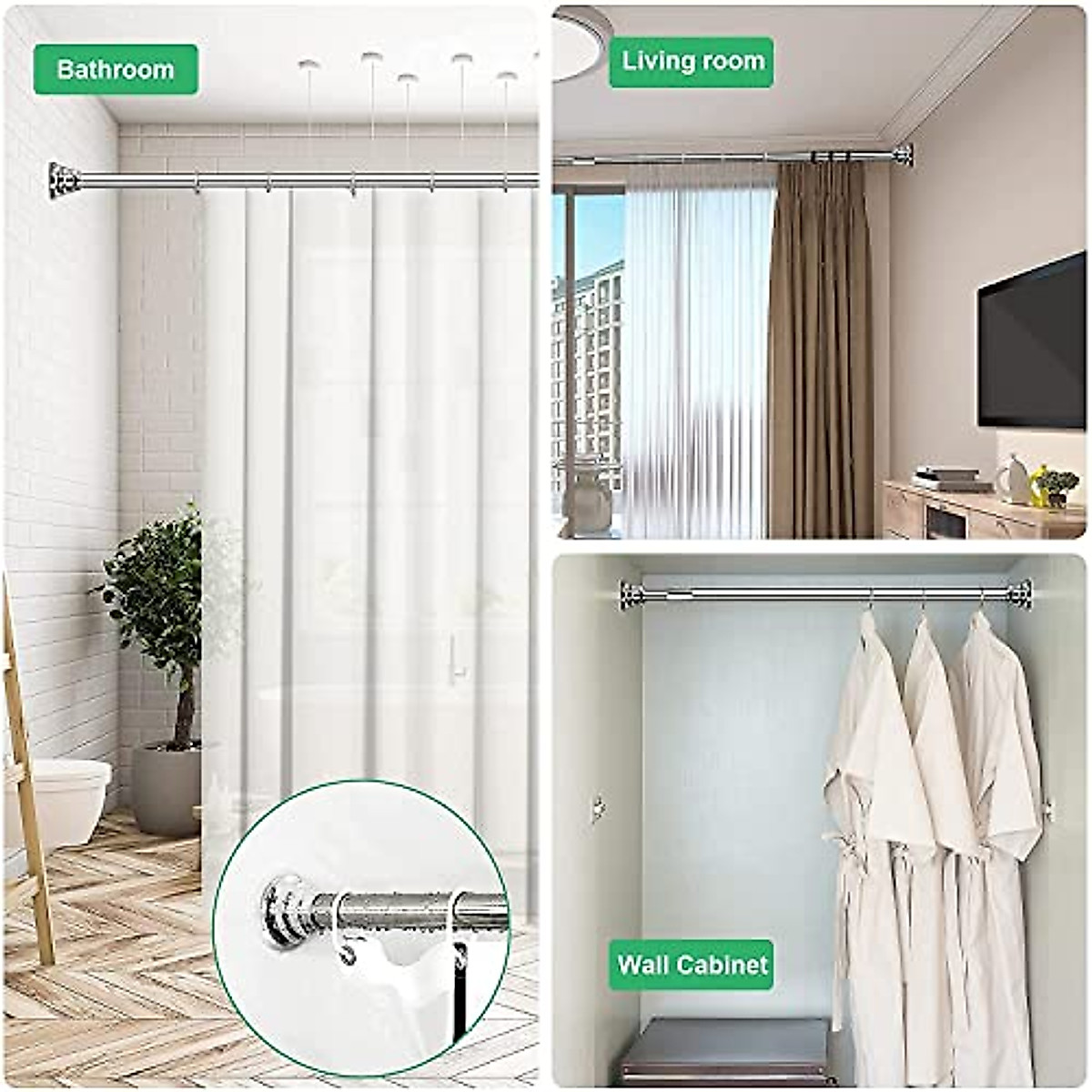 AYAYASTORY Adhesive Shower Curtain Rod Holder,No Slippage Wall Mount Retainer of Shower Rod for bathroom,Heavy Duty Tension Rod brackets No Drilling(Shower Curtain Rod Not Included) (4 Pack)