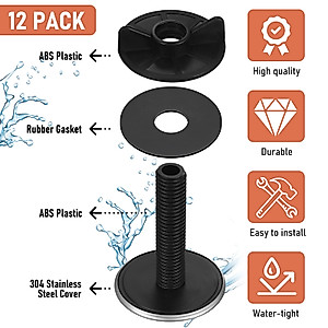 12 Pcs Sink Hole Cover Stainless Steel Faucet Hole Cover Kitchen Blanking Metal Plug Sink Caps for Top Holes Kitchen Bathroom Sink Accessories, 0.6 to 1.6 Inch in Diameter