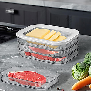 Deli Meat Container Fridge, deli meat containers with lids for Cold Cuts, Lunch Meats, Salami, Meal Prep Containers, BPA-Free 16 oz square deli containers for lunch meat