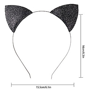 JiaDuo 4 Pack Cat Ears Headband Black Glitter Cat Hairband for Girls Women Halloween Costume Accessories for Noir Catwoman