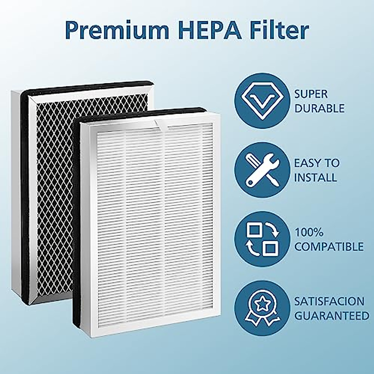 4 PACK MA-25 Replacement Filters Compatible with Medify MA-25 Air Purifier, 3-in-1 Pre-Filters, H13 True HEPA and Activated Carbon Filter for Wildfire Smoke, Pet Dander, Dust, Odors, Pollen