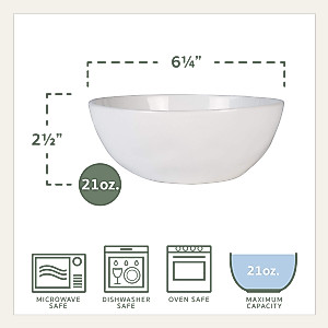 Everyday White by Fitz and Floyd Organic 21 Ounce Soup Cereal Bowls, Set of 4