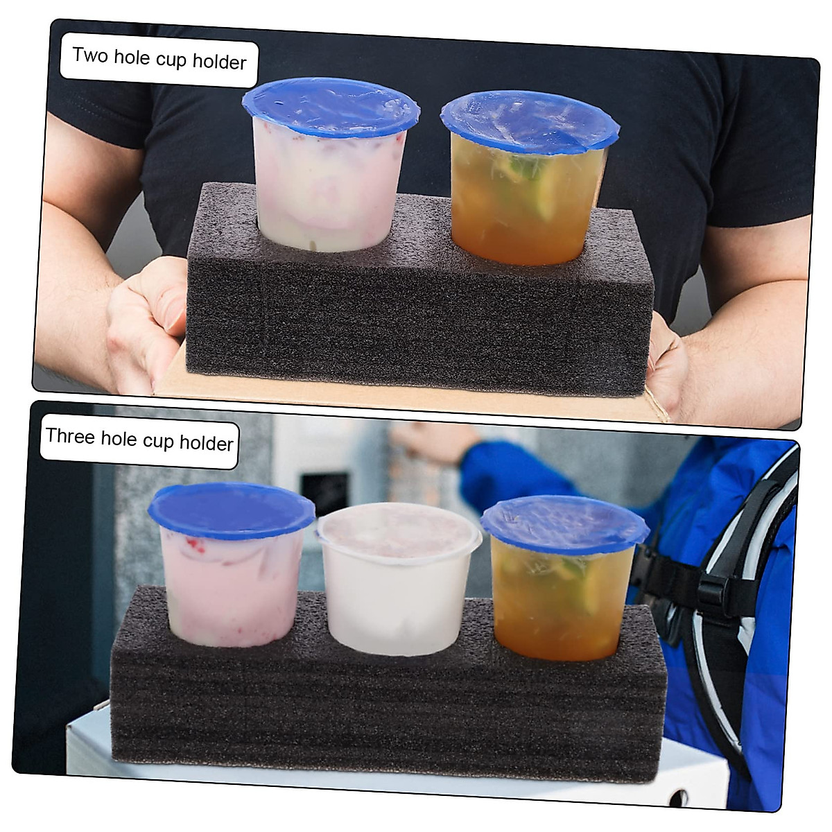 YARNOW 4 Pcs Cup Holder Drink Cup Carrier Tray Black Coffee Cups Coffee Cup Carrier Tray Beverage Carrier Foam Cup Carrier Drinks Sofa Takeout Cup Trays Accessories Pearl Cotton with Tray