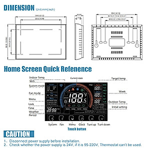 Programmable Smart Thermostat Compatible with Alexa Google Home,WiFi Thermostat no c Wire Needed(with C Wire Adapter) Thermostats for Home Heat and ac,24v (Black)