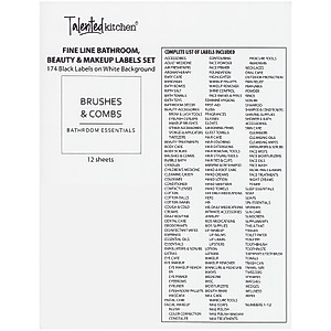 Talented Kitchen 174 Gold Minimalist Bathroom Labels Set with Makeup Labels, Gold Print on White Matte Backing, Water Resistant. 174 Bathroom, Beauty & Makeup Vinyl Stickers. Organization Storage